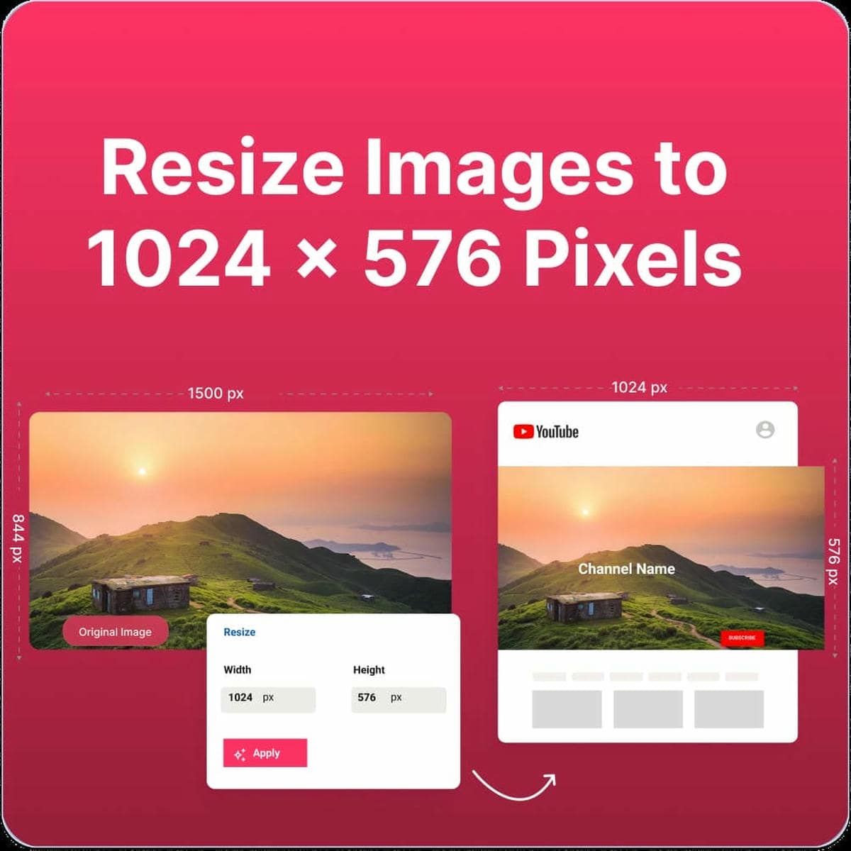 Resize Image to 1024 x 576 Pixels Online - 1024 x 576 YouTube Banner Maker