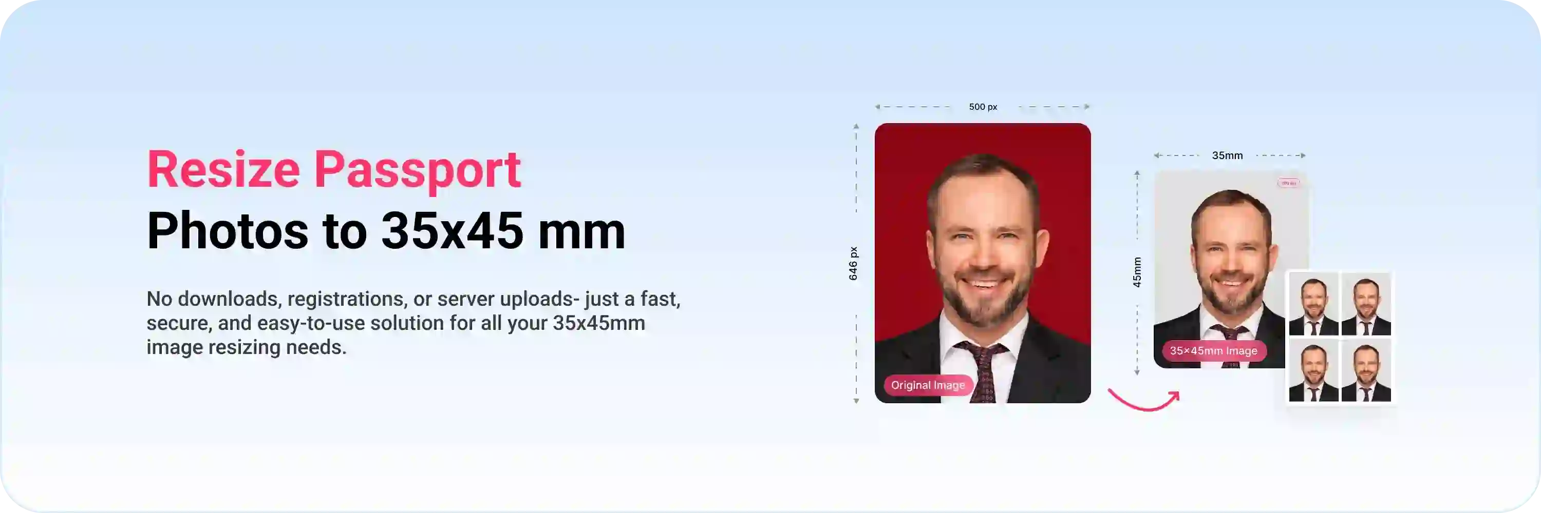 Resize a 35x45 mm Passport Photo (300 DPI) - Free