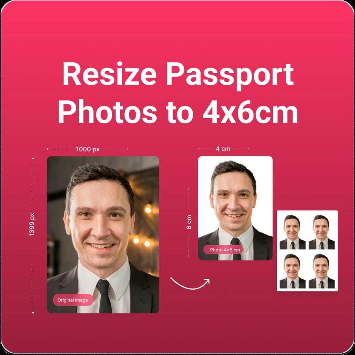 Photo Resize to 4x6 cm online at 300 DPI for Free