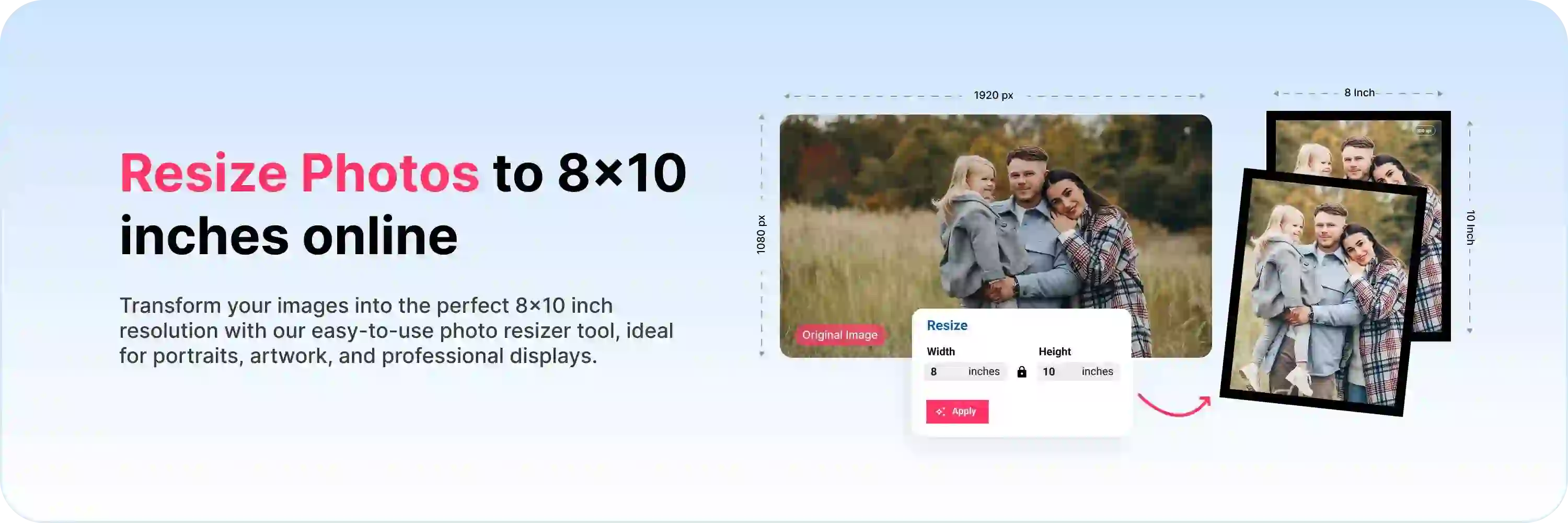 8x10 inch frame resizer - Resize at 300 DPI for FREE